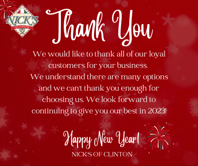 Thank You - Nick's Of Clinton